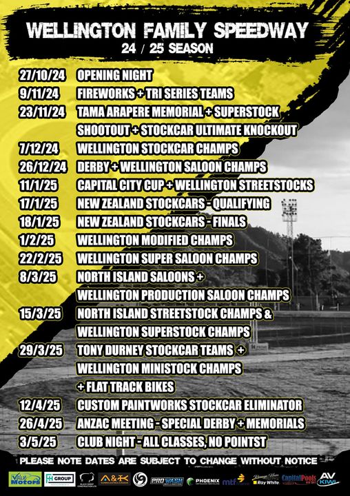 Wellington Family Speedway 2024/2025 season line up – Final event 3rd ...