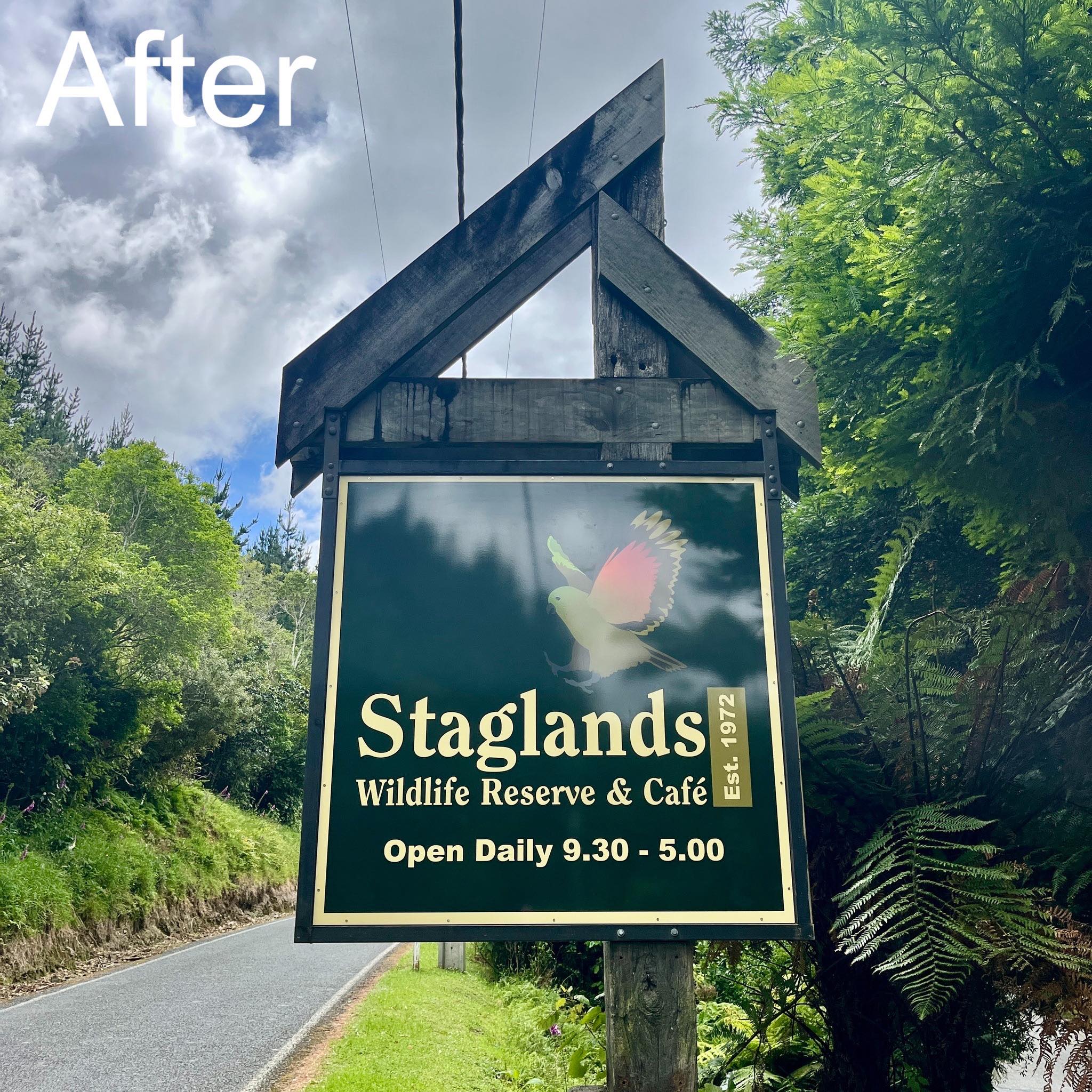 A new sign officially marks the completion of the upgrade at Staglands ...
